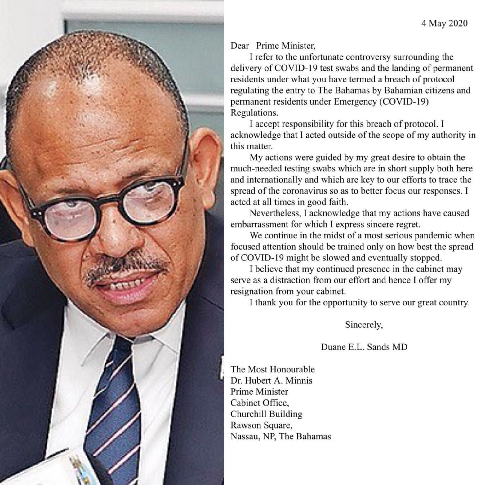 There you have it Former Minister of Health Duane Sands has done what ...