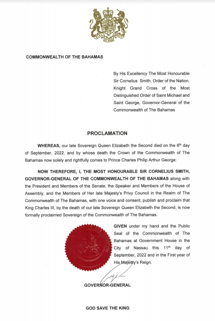 Proclamation of the Accession of His Majesty King Charles III is ...